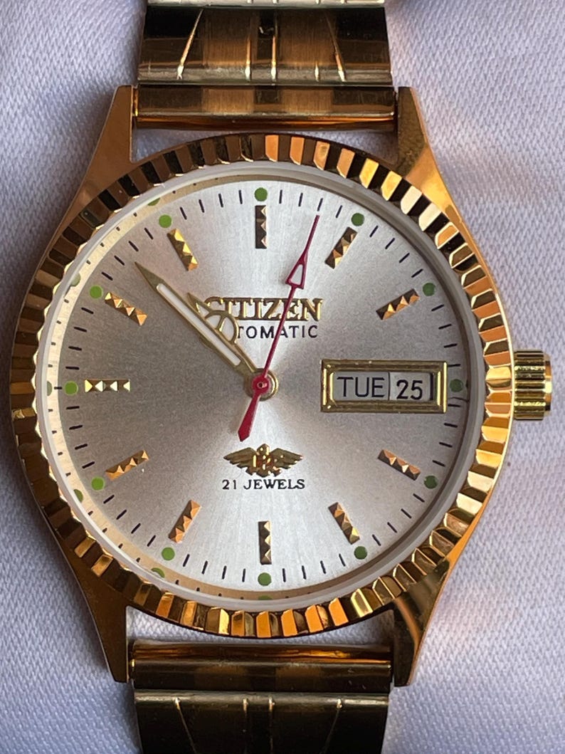 Vintage Citizen Automatic Watch, Gold Plated, Day/date, Refurbished - Etsy