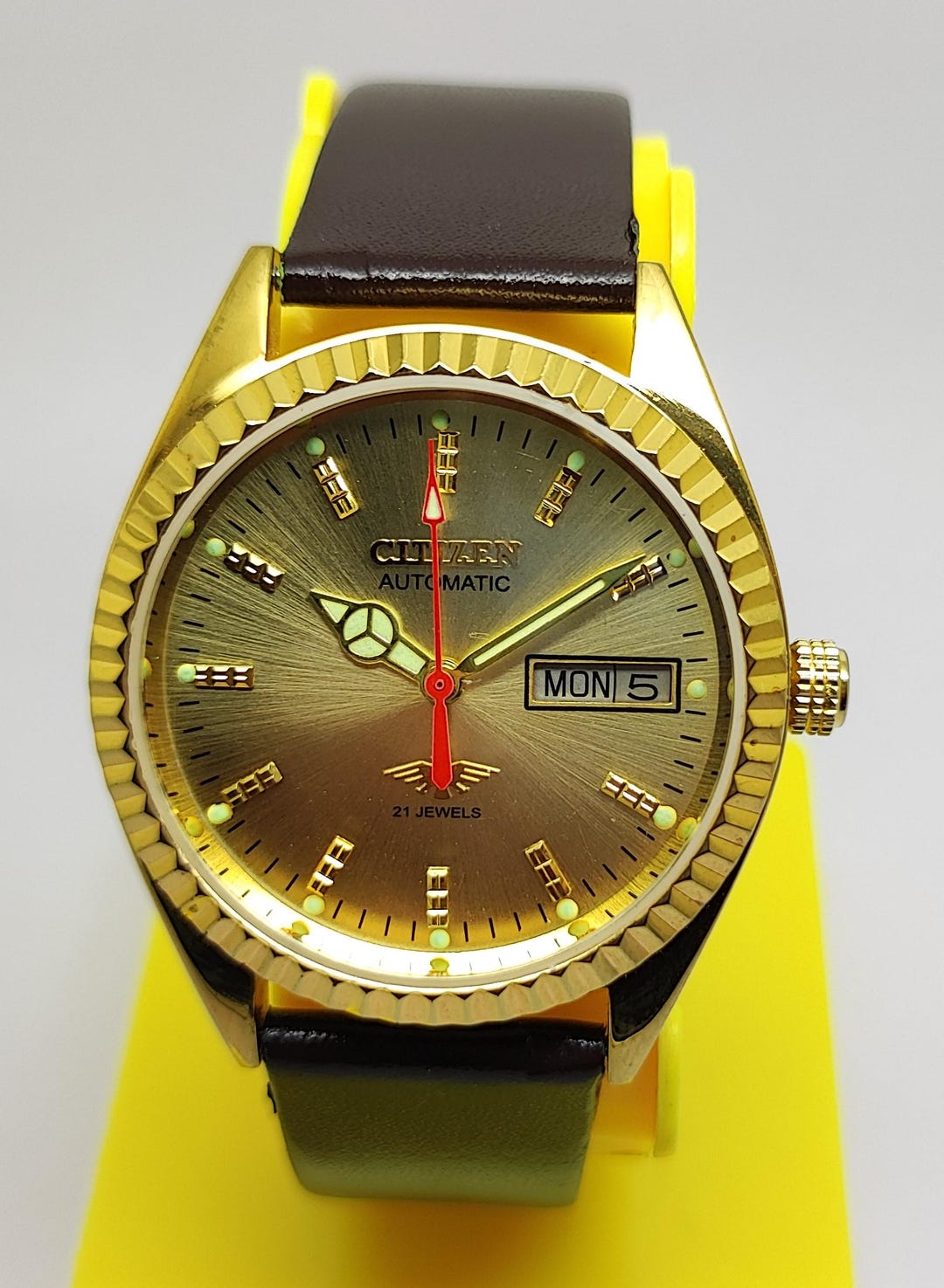 Vintage Citizen Automatic Watch, Gold Dial, Day/date, Refurbished - Etsy