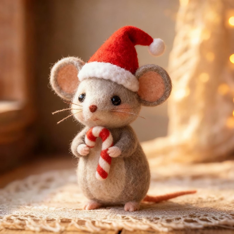 Christmas Mouse Wool Felt - Etsy