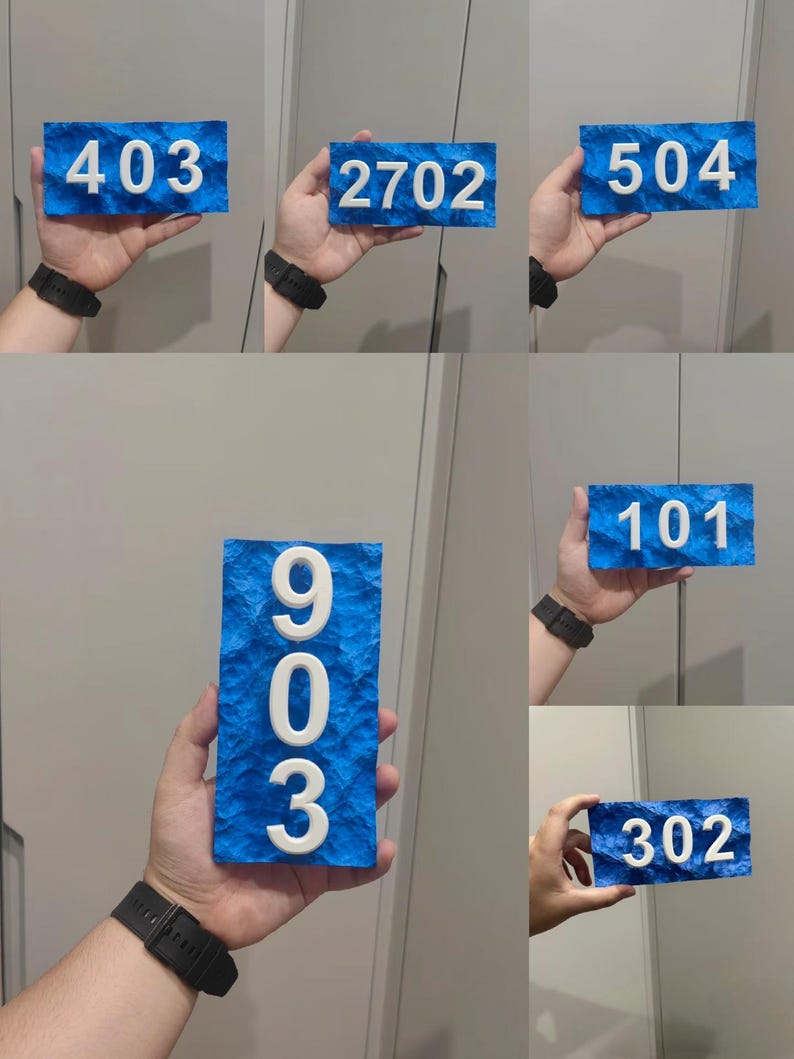 3D Printed Ocean Wave Doorplate, Personalized Blue House Number - Etsy