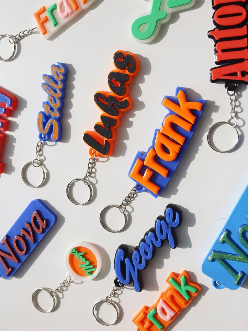 Custom 3D Printed Name Keychains - Personalized Gift, 8 Styles ...