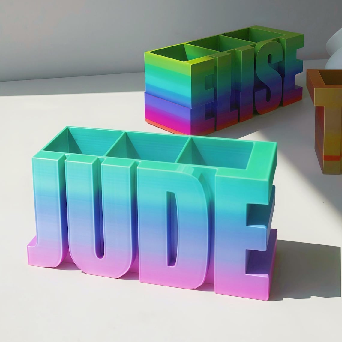 Personalized Rainbow Color Pen Holder - 3D Printed Custom Desk ...