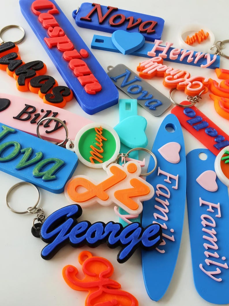 Custom 3D Printed Name Keychains - Personalized Gift, 8 Styles ...