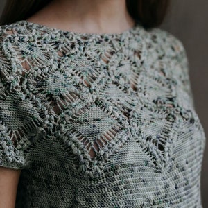 Crochet Top Pattern PDF - Spenedrift Top - Top Down Round Lace Yoke Top ...