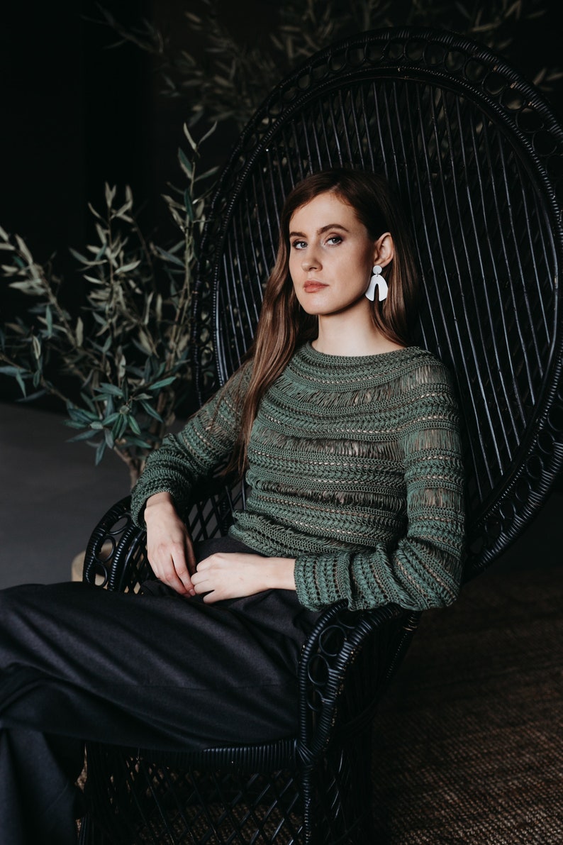 Crochet Sweater Pattern PDF: Nora Forest Meadow Lace Yoke (english) - Etsy