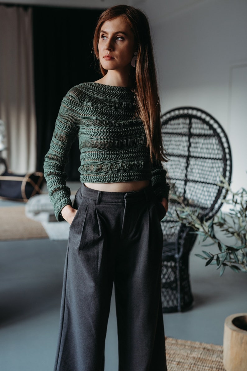 Crochet Sweater Pattern PDF: Nora Forest Meadow Lace Yoke (english) - Etsy