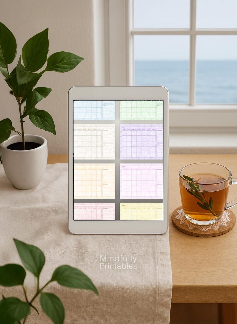 Blue Mandala Monthly Planner: Printable Calendar, Intentions ...