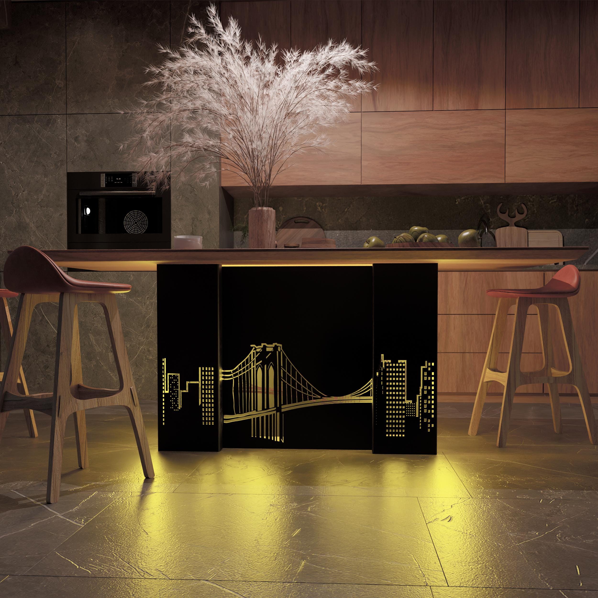 Urban NYC Table With Skyline & Bridge | Digital Furniture Project | 3 ...