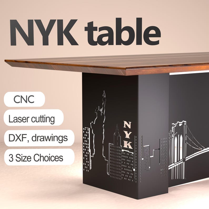 Urban NYC Table With Skyline & Bridge | Digital Furniture Project | 3 ...