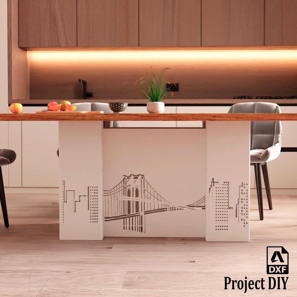 Urban NYC Table With Skyline & Bridge | Digital Furniture Project | 3 ...