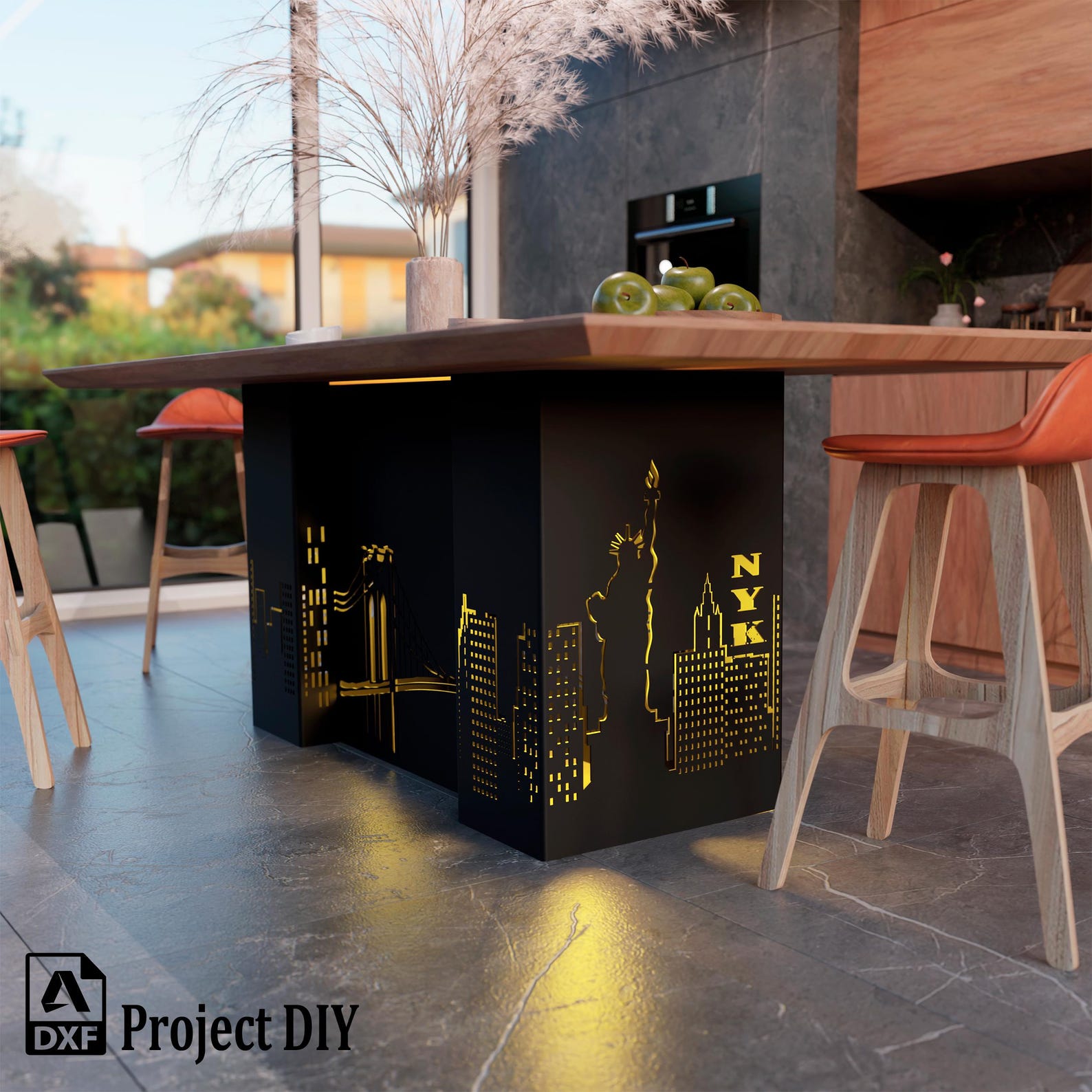 Urban NYC Table With Skyline & Bridge | Digital Furniture Project | 3 ...
