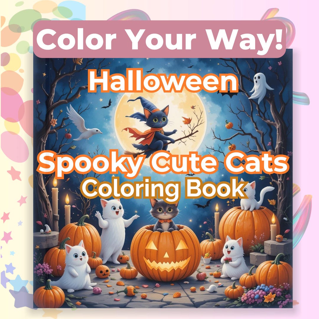Spooky Cute Cats Halloween Coloring Book for Adults – 50 Adorable Black ...