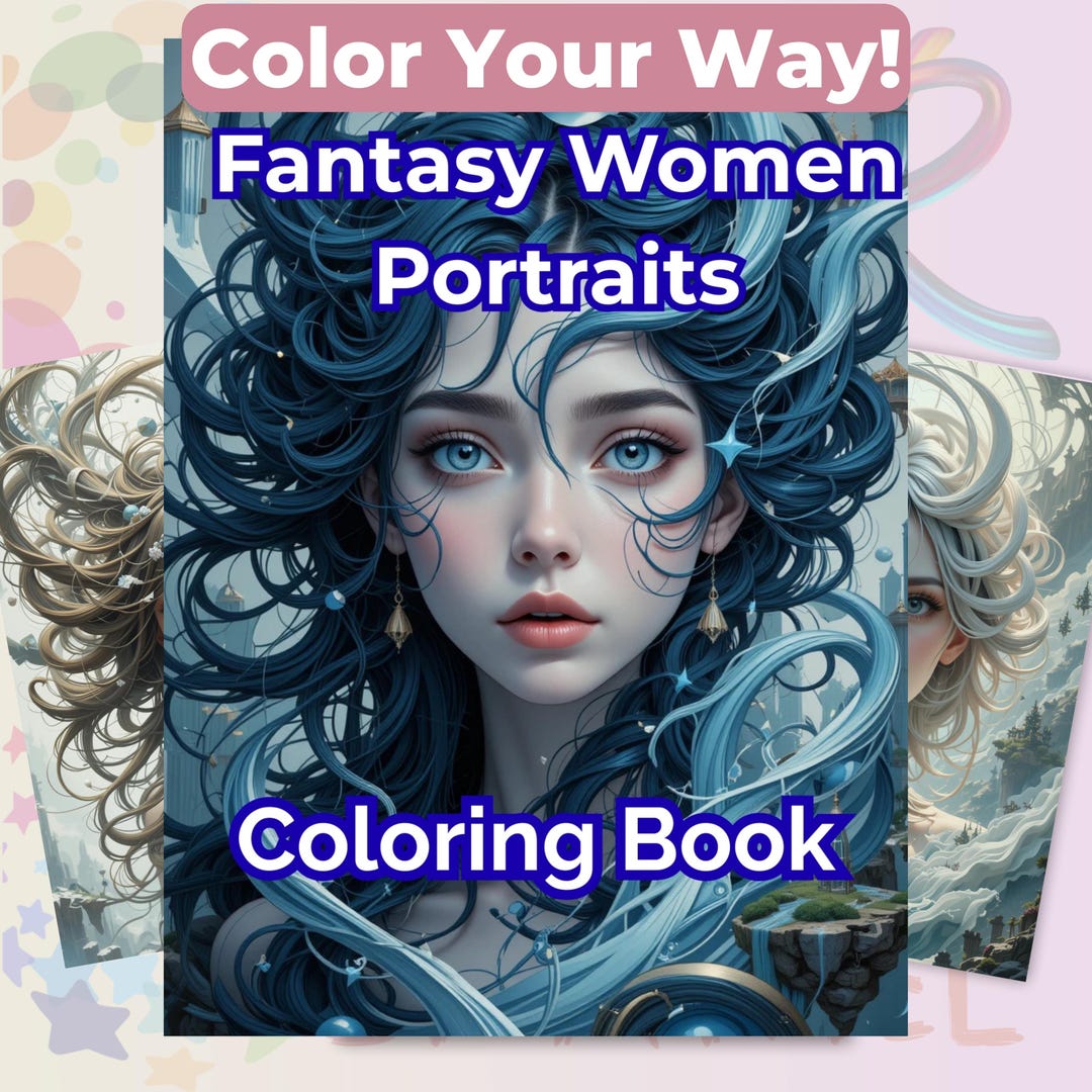 Surreal Fantasy Women Coloring Pages – Ethereal Goddess Line Art (PDF ...