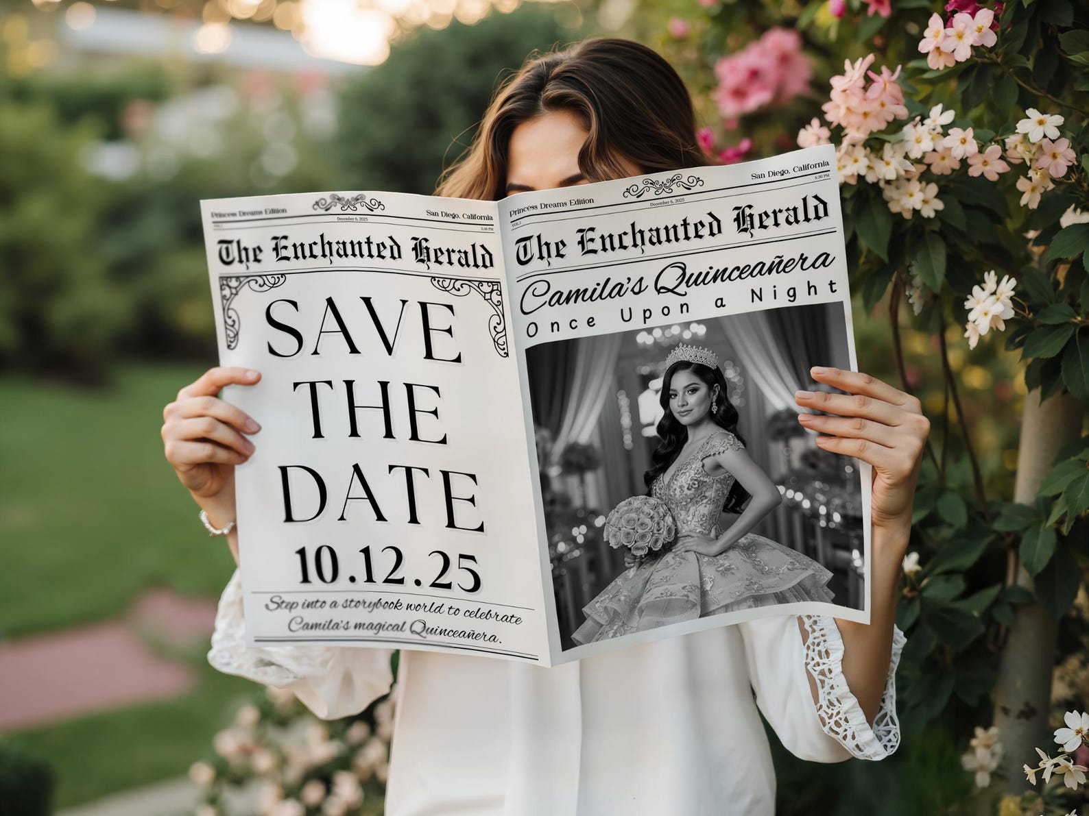 Editable Quinceañera Save the Date Newspaper Template , Save the Date ...