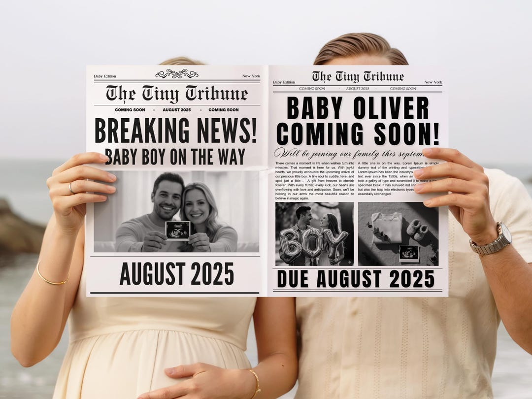 Large Newspaper Pregnancy Announcement Canva , Pregnancy Announcement ...