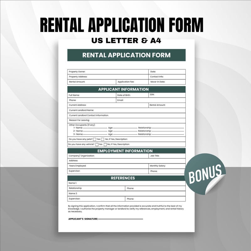 Landlord Form Template - Etsy Canada