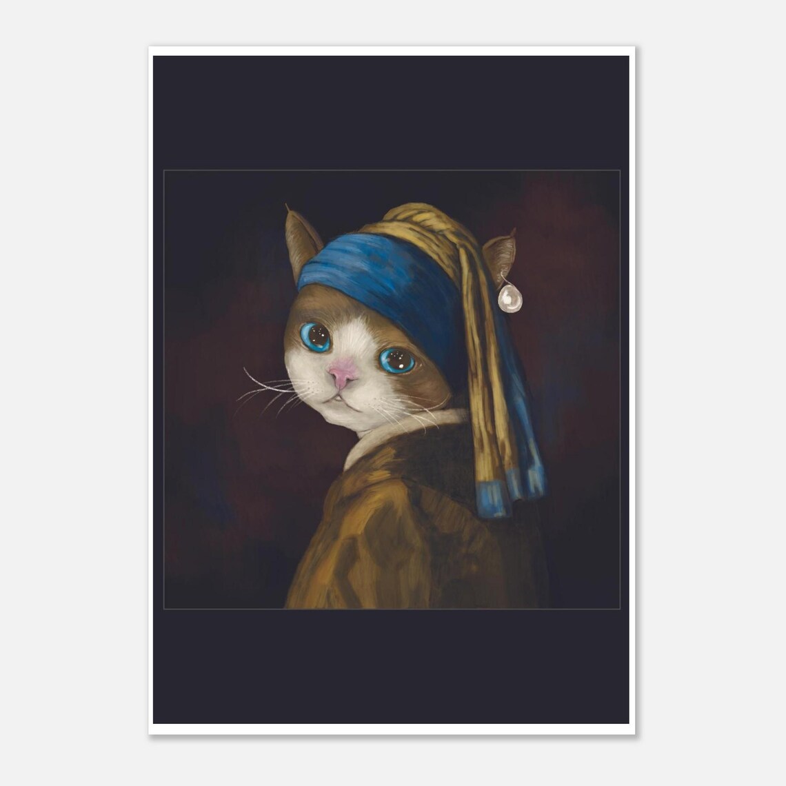 Whimsical Wall Art Cat With a Pearl Earring Feline Masters Classic ...