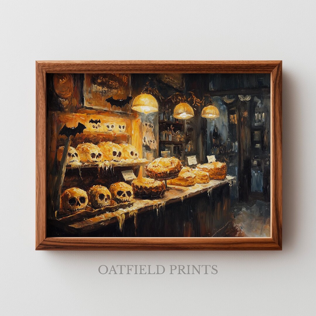 Haunted Bakery Oil Painting - Spooky Halloween Kitchen Scene With ...