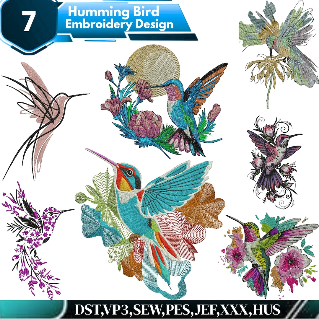 Floral Hummingbird Machine Embroidery Design, Bird of Paradise ...