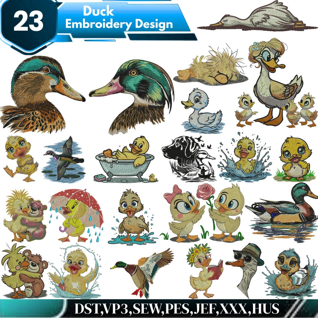 Floral Duck Machine Embroidery Design, Baby Ducks Embroidery Designs ...