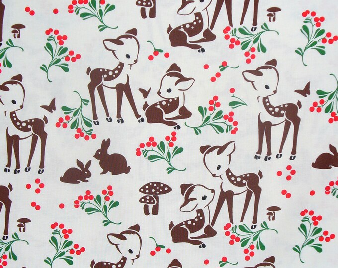 Fawn Memories, Michael Miller, Christmas Fabric, Vintage Style, Retro ...