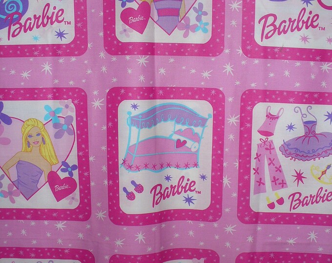 Barbie Fabric, Barbie Panel, Barbie Squares, Barbie Doll, Mattel Doll ...