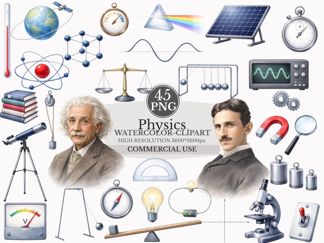 Physics Clipart Bundle – Transparent PNG STEM Science Illustration Set ...