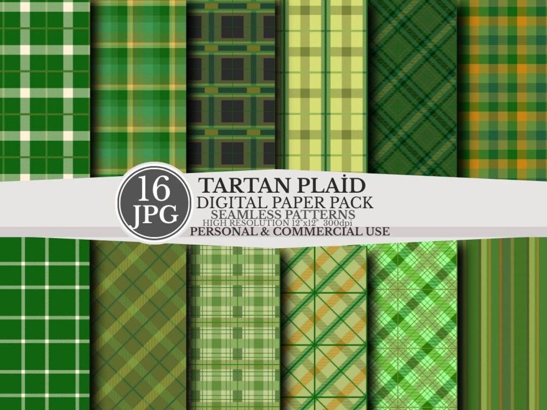Irish Green Tartan Plaid Digital Paper Pack Seamless Celtic Patterns 16 ...