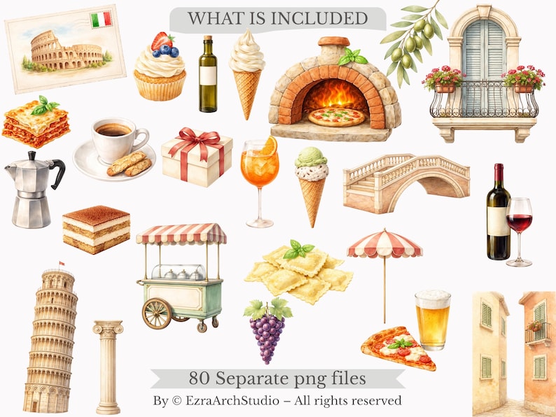 Italian Moments Clipart Bundle Transparent PNG Italy Aesthetic ...