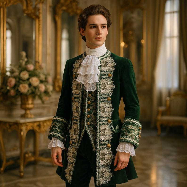 Rococo Baroque Men's Court Suit: Embroidered Royal Blue Prince Outfit ...