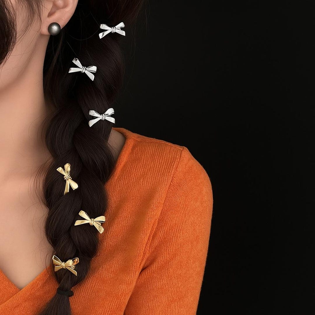 Women's New Golden and Silver Bow Mini Hairpins | Sweet and Cool Girl ...