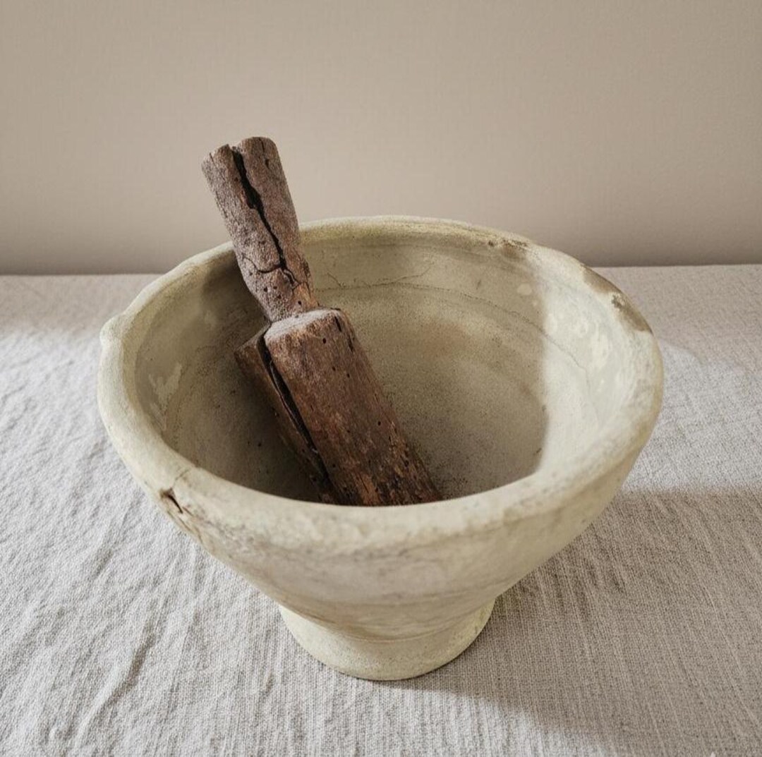 Antique Stone Mortar & Pestle | Mediterranean Limestone Mortar | Rustic ...