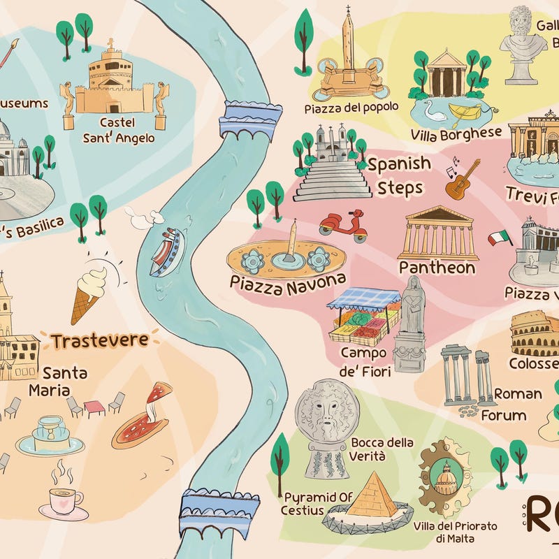 Cartoon Map of City - Etsy UK