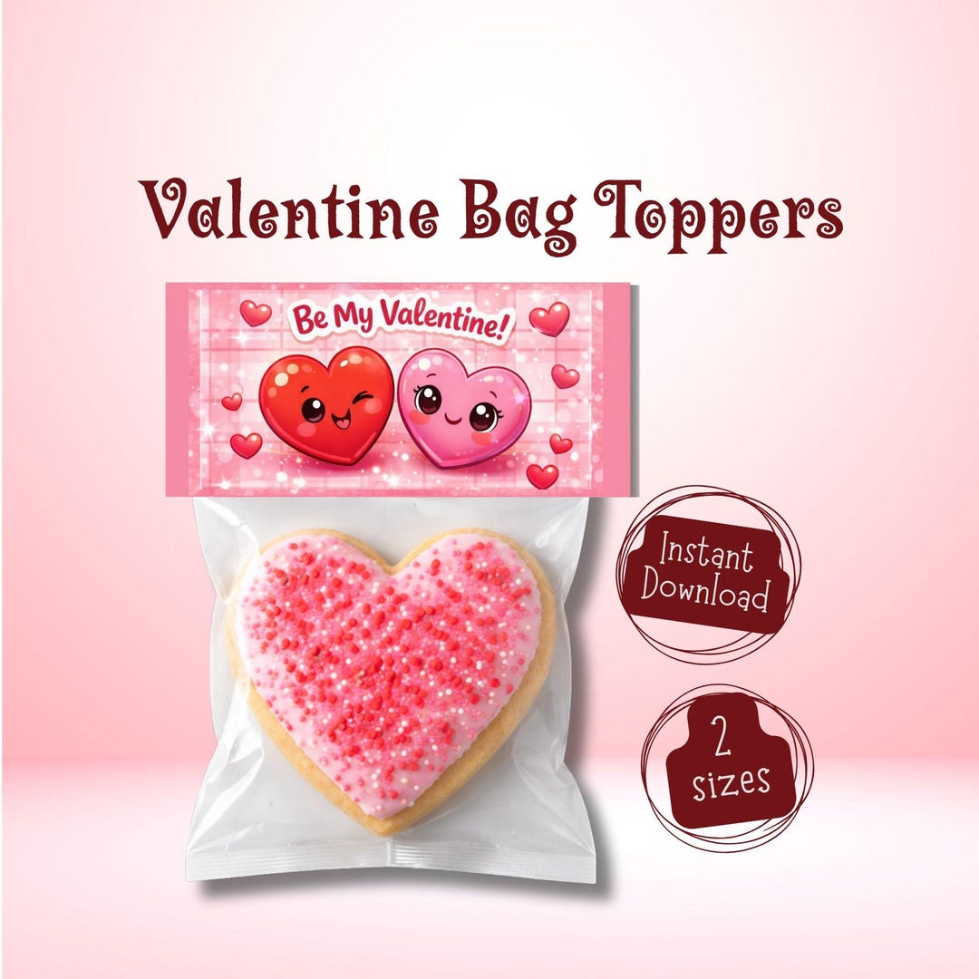 Printable Valentine Treat Bag Topper, Classroom Valentine's Day Tags ...