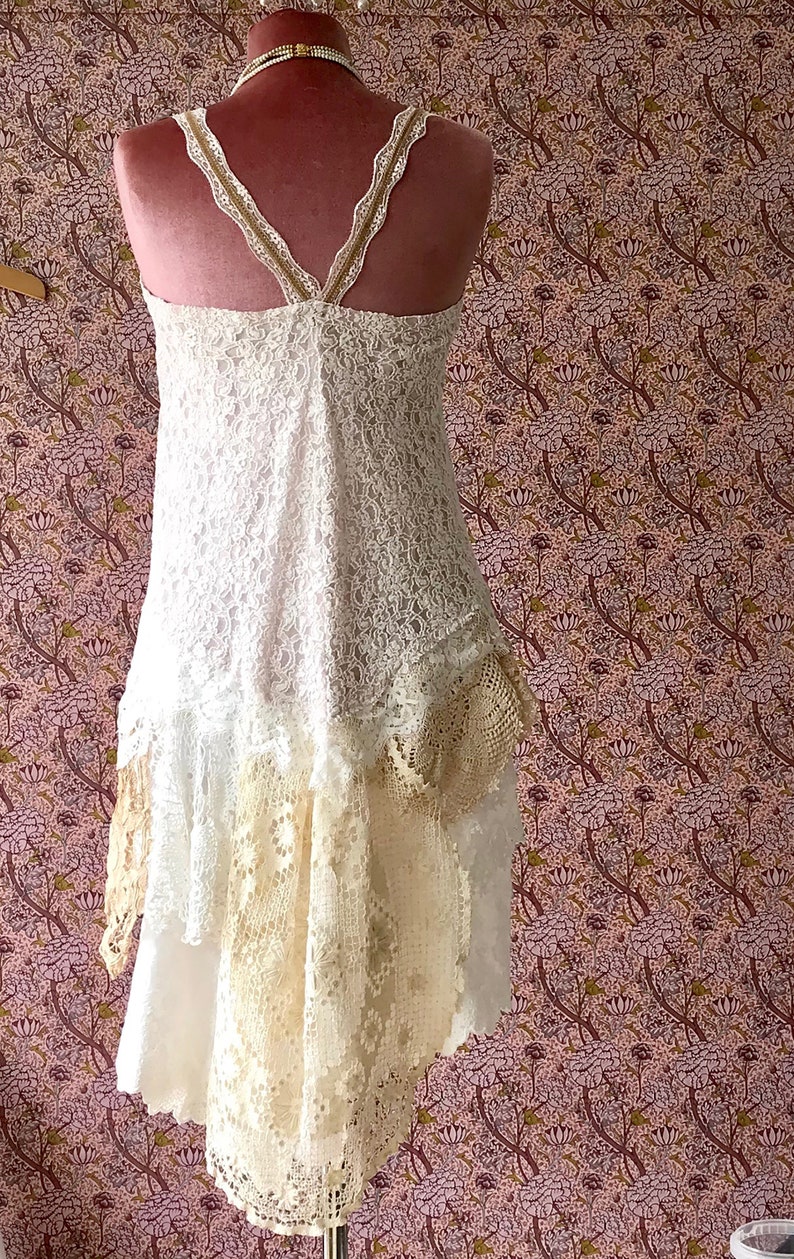 Vintage Tattered Dress - Boho Doily Eco Wedding Dress - Rustic Woodland ...