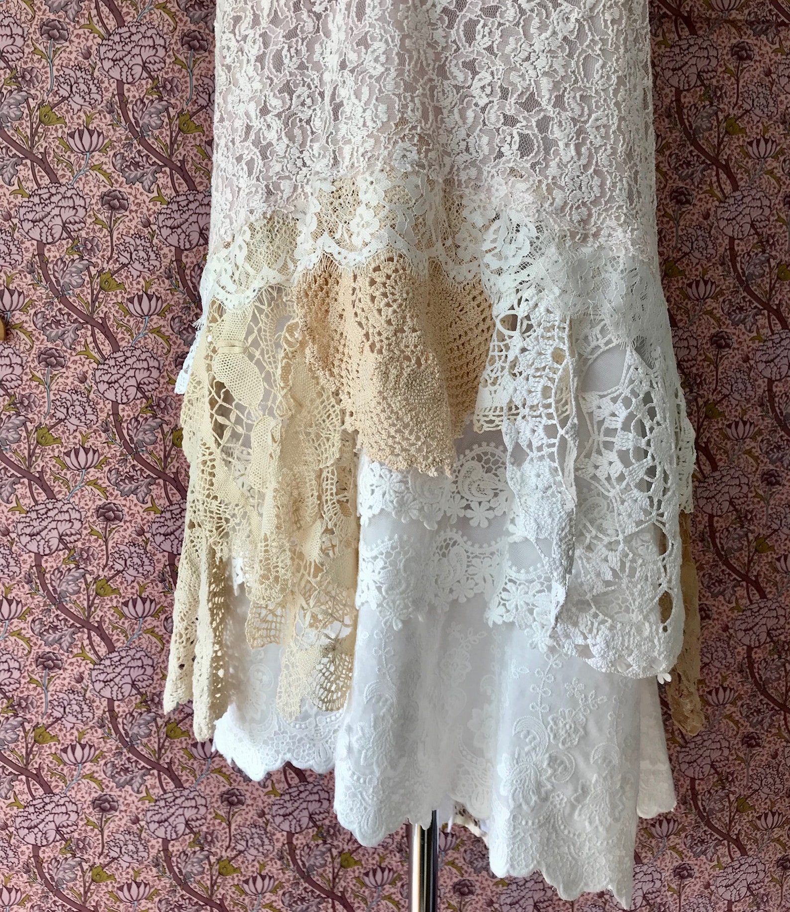 Vintage Tattered Dress Boho Doily Eco Wedding Dress Rustic Woodland ...