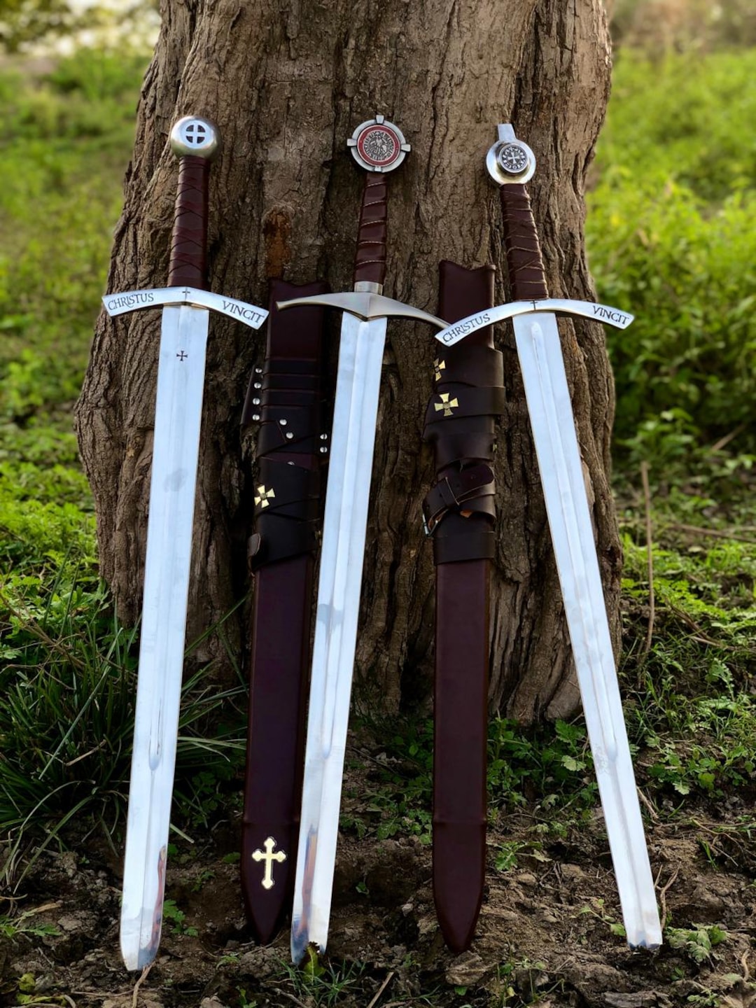 Hand-forged Stainless Steel Knights Templar Sword With Leather Scabbard ...