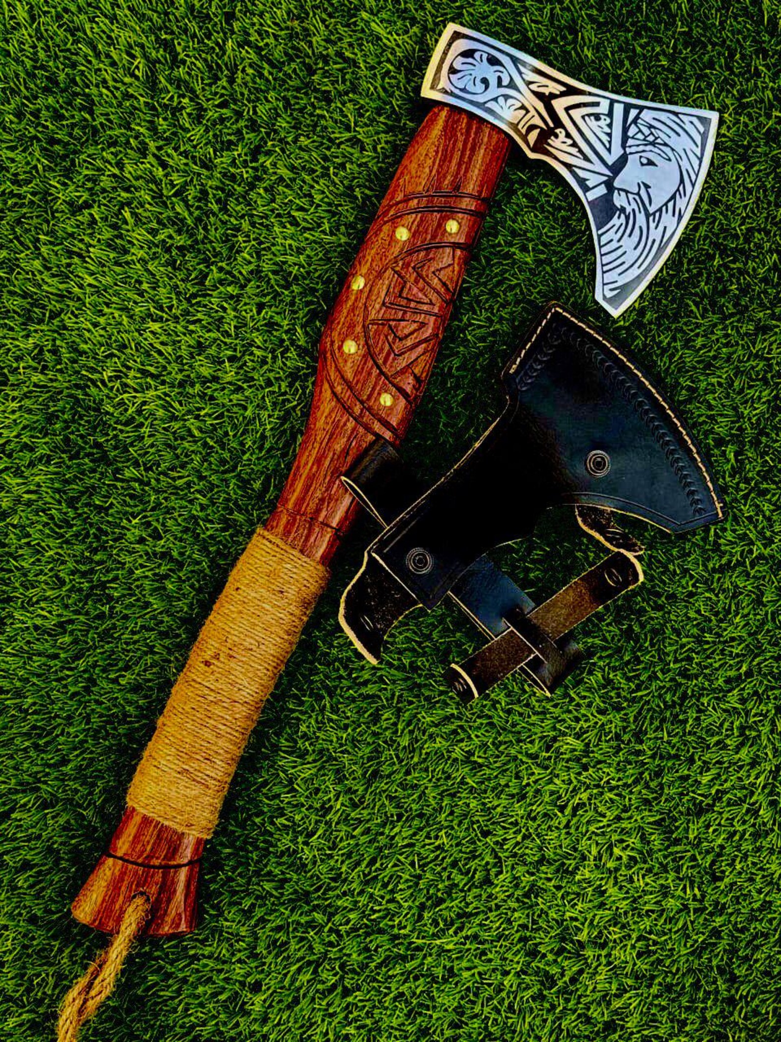 Hand Forged Carbon Steel Viking Axe: Ragnar Lothbrok Style, Leather ...