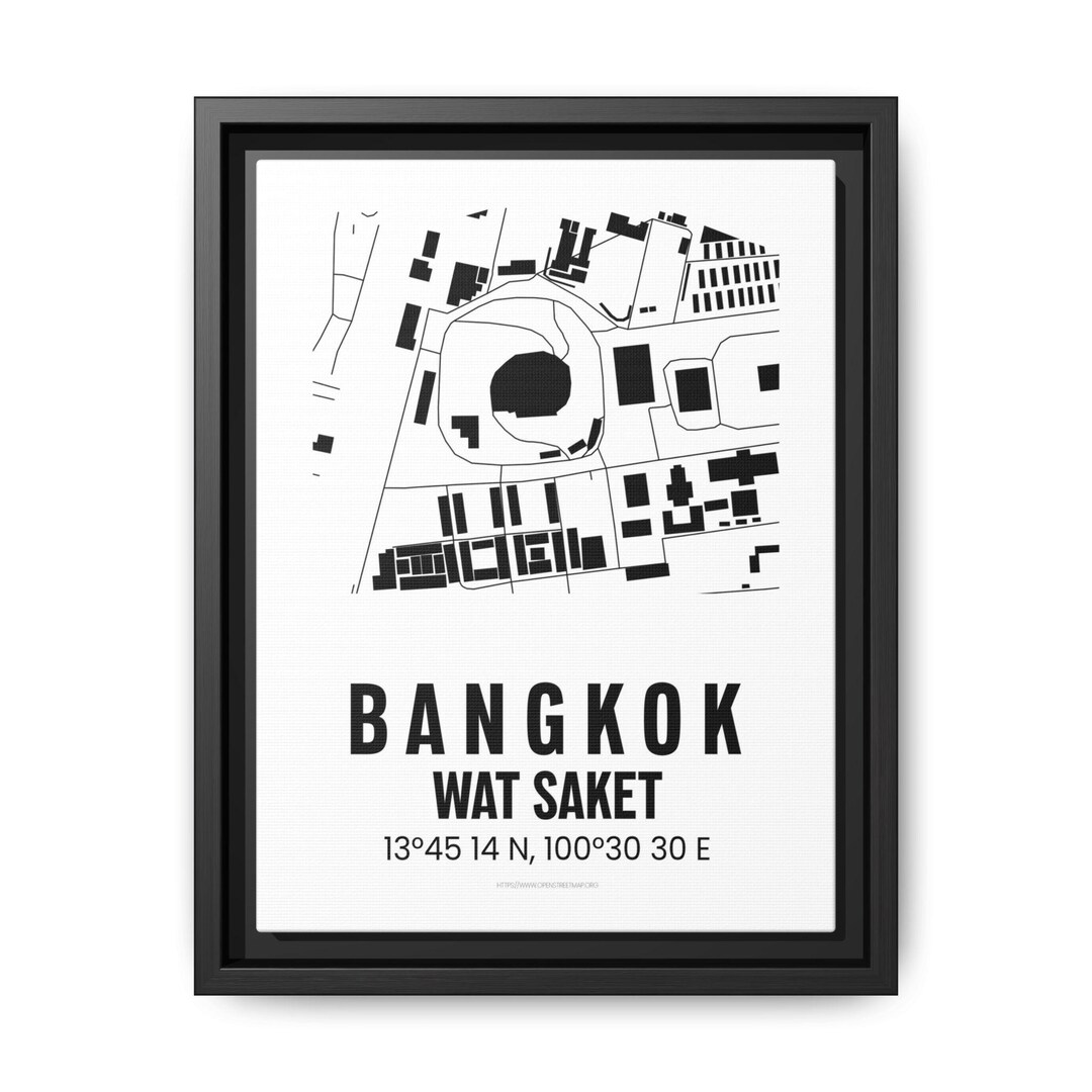 Bangkok Wat Saket Map (black on White) - Etsy