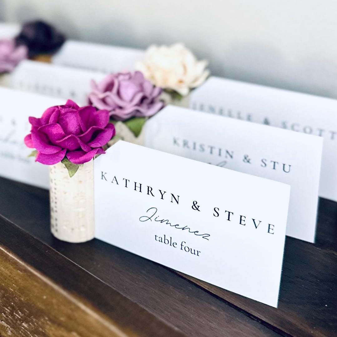 Jewel Tone Rose Place Card Holders With Guest Name Printing: Wedding ...