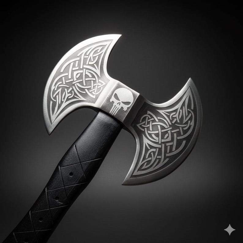 Hand Forged Viking Double Headed Axe | Celtic Knotwork, Display Piece ...