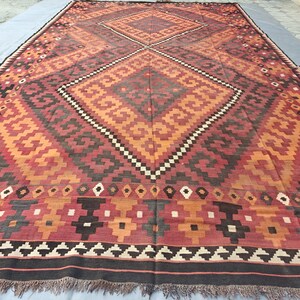 Vintage 1969s Large Classic Kilim, 9.11x16.10 Ft, Handcrafted Wool ...