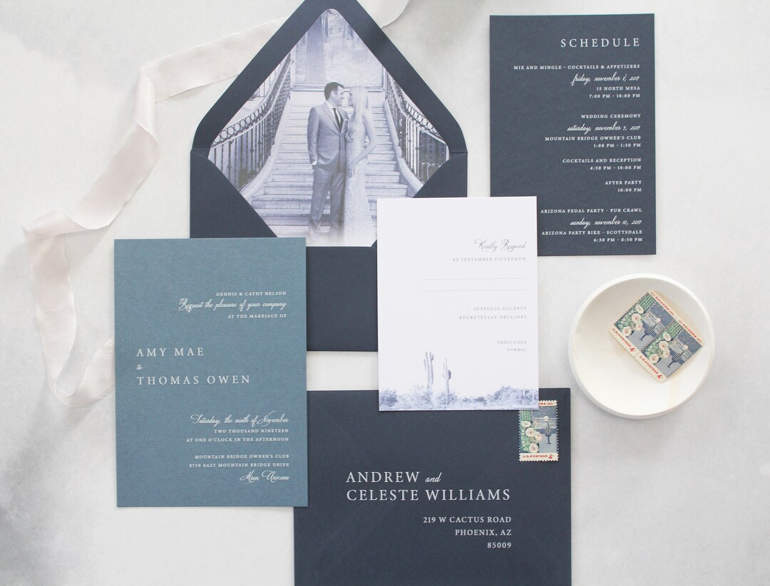 Modern Romance Monochromatic Wedding Invitation Suite Invite Card - Etsy