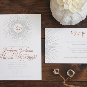 Beam Art Deco Wedding Invitation Set Modern Firework Elegant Dramatic ...