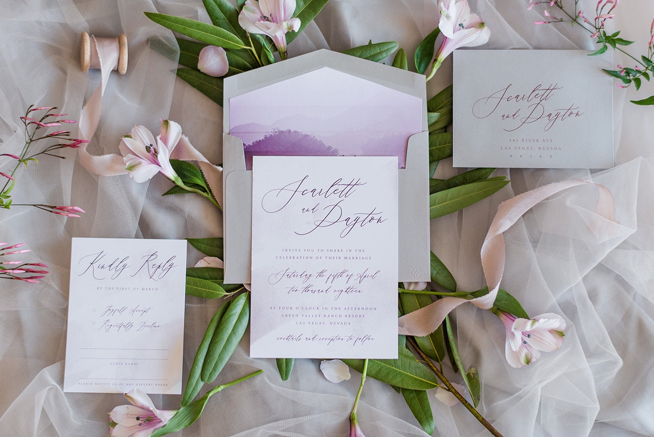 Romantic Calligraphy Industrial Wedding Invitation Design - Etsy