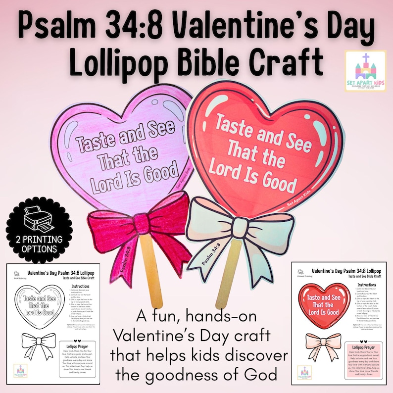 Valentine's Day Bible Craft for Kids - Psalm 34:8 Lollipop | Christian ...