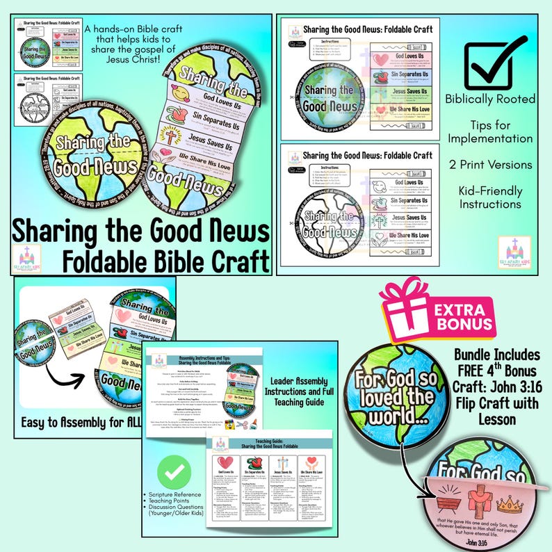 Sharing the Gospel Bible Crafts for Kids BUNDLE | Good News Activities ...