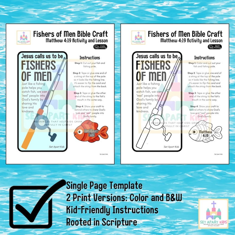 Fishers of Men Craft for Kids | Matthew 4:19 Bible Activity | Sunday ...