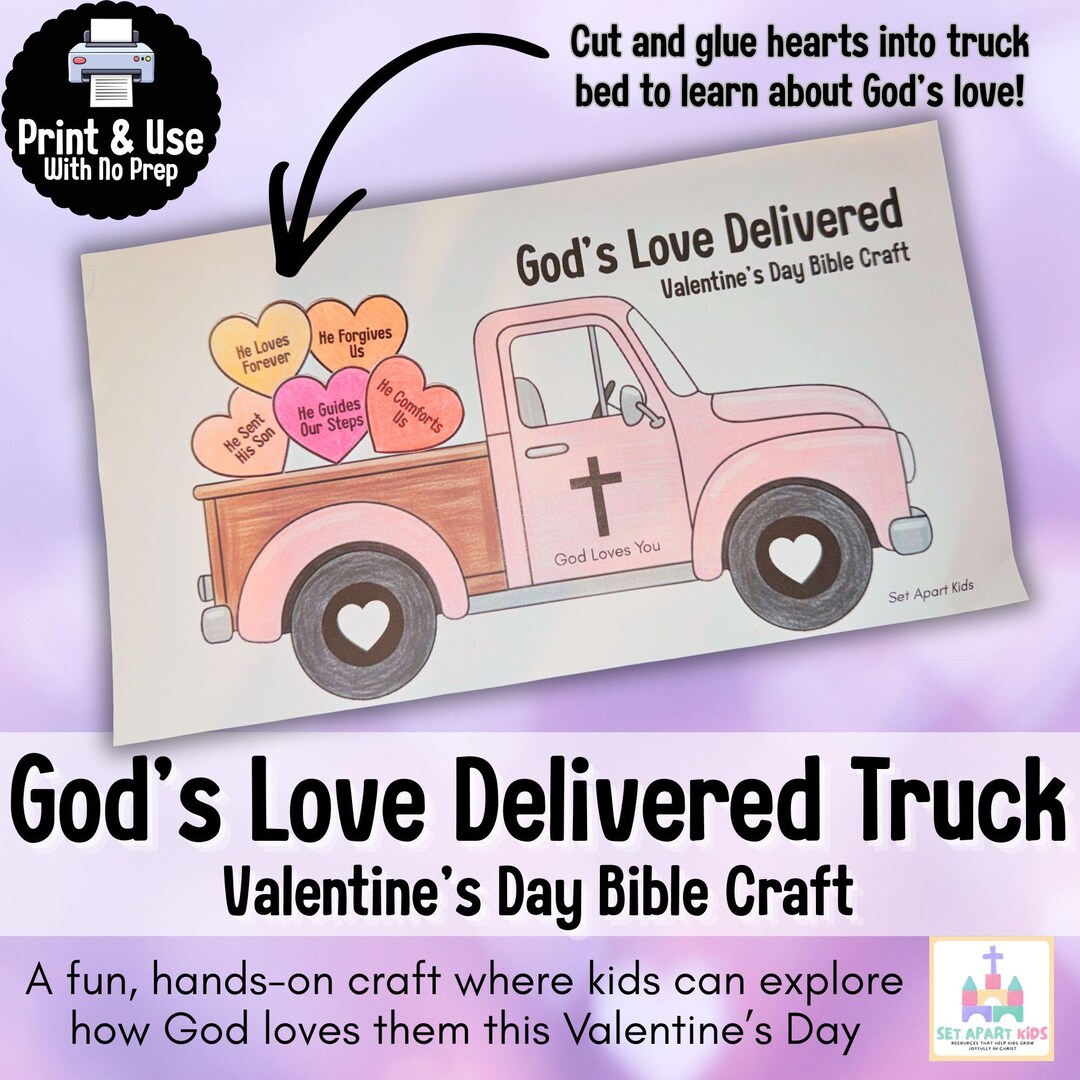 Valentine's Day Bible Craft • God’s Love Delivered Truck | Christian ...