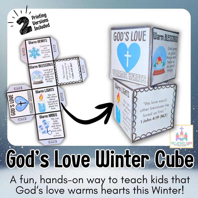 Winter Bible Craft for Kids : God’s Love Cube | Sunday School Activity ...